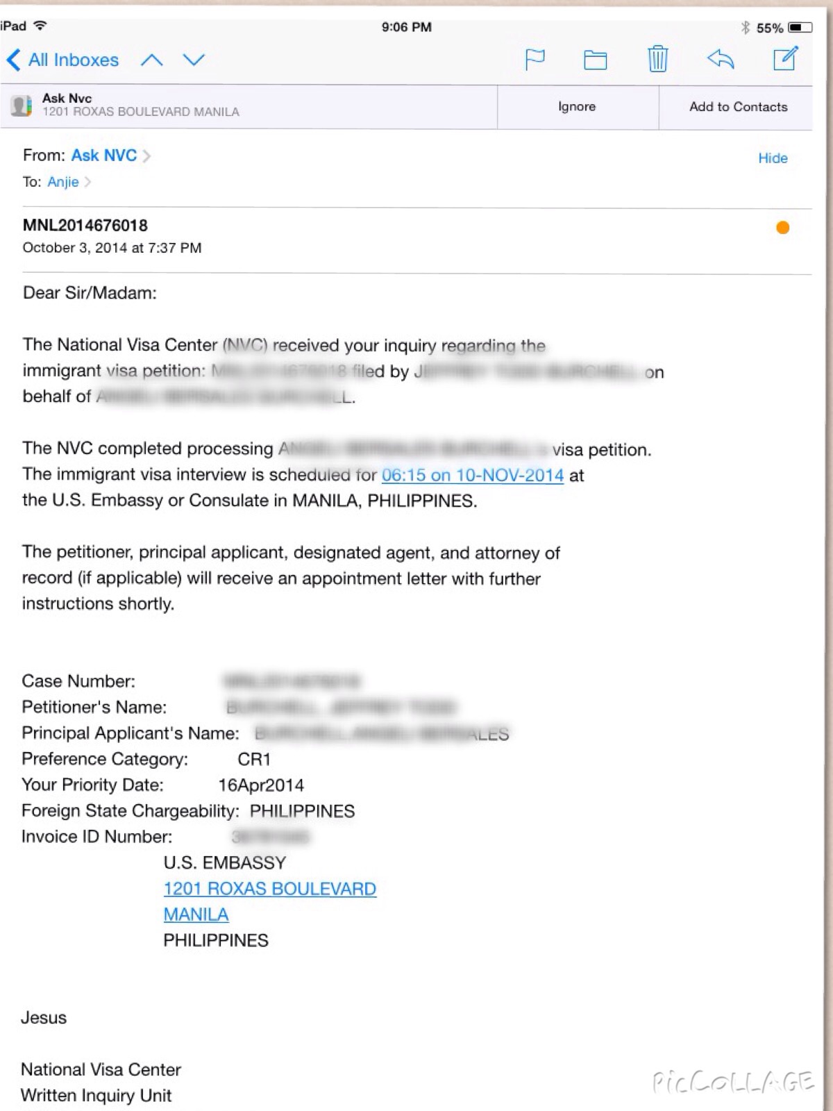 Appointment Letter NVC National Visa Center Dept Of State 