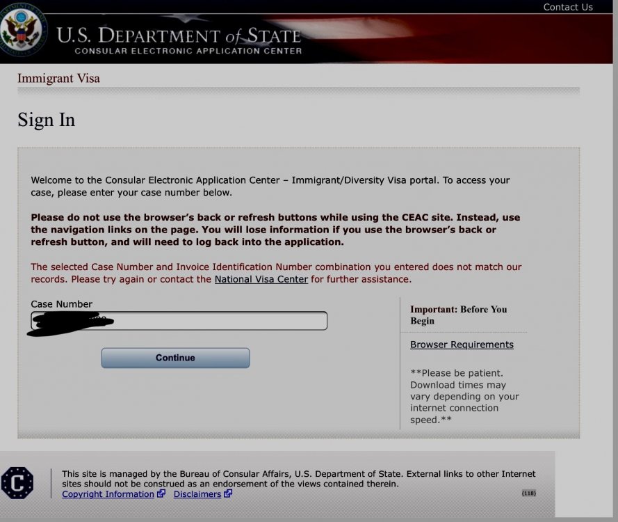 Can not log in to CEAC website, message Can not log in to CEAC website, message