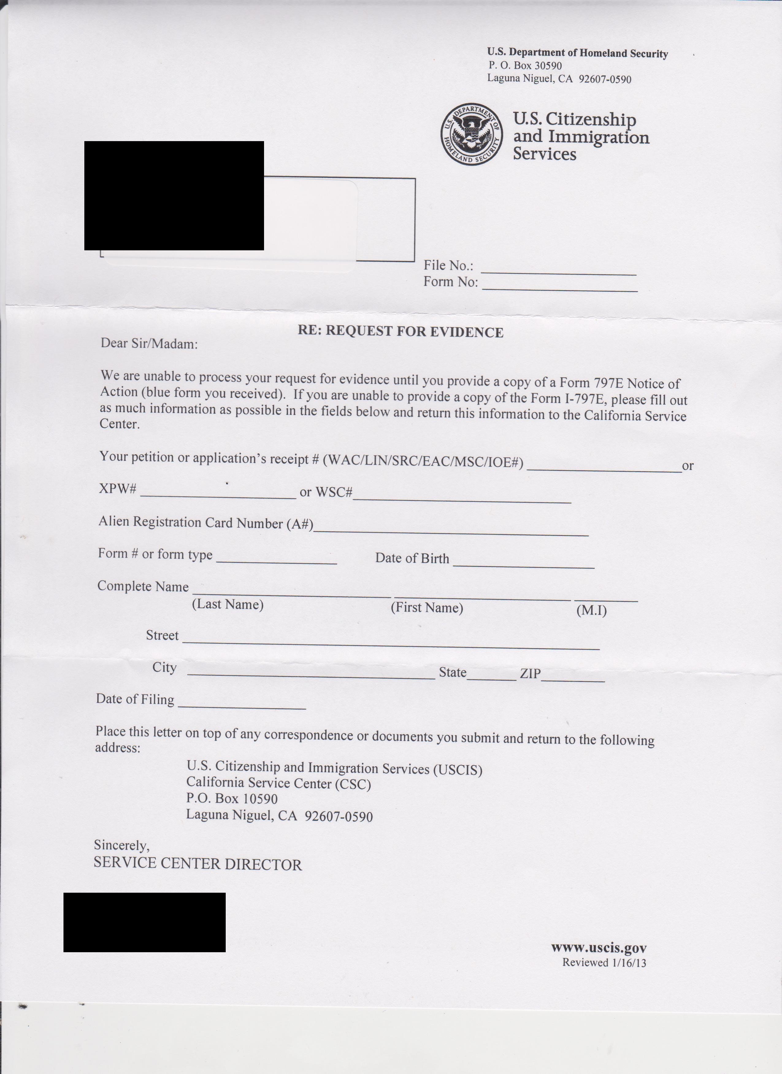 USCIS Request For Evidence K 1 Fiance e Visa Process Procedures