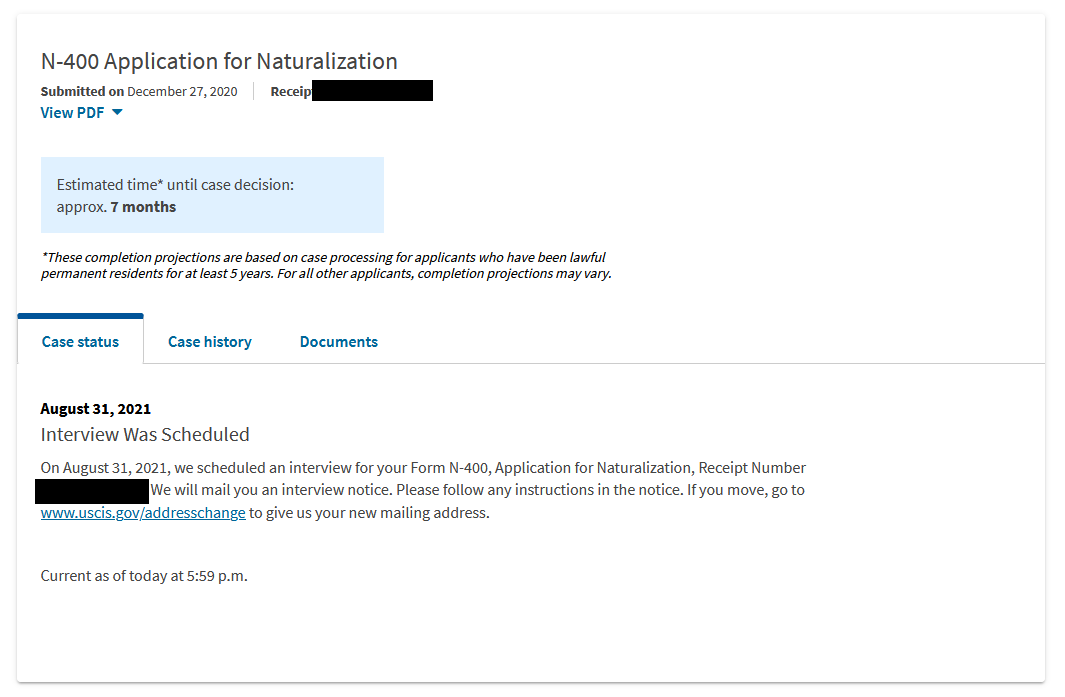 No Update On MyUSCIS After N 400 Interview US Citizenship Case Filing