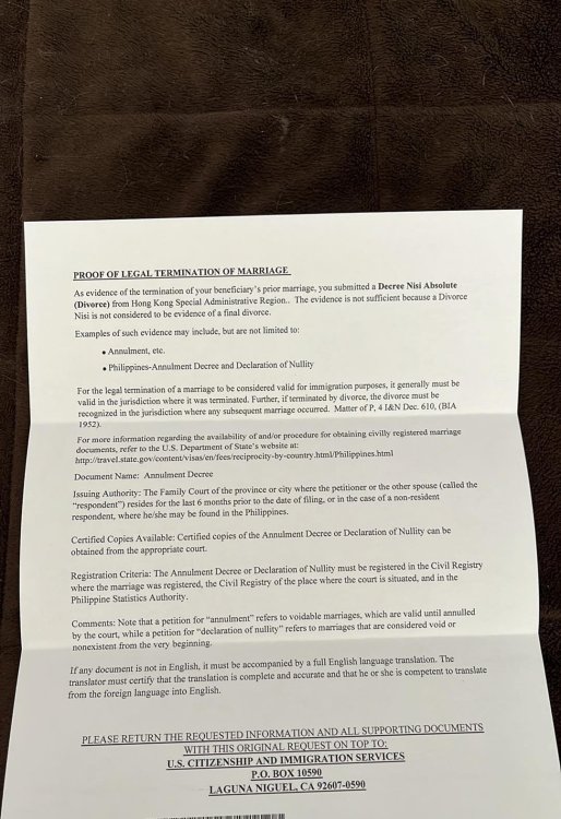 ReQuest For Additional Evidence RFE K 1 Fiance e Visa Process